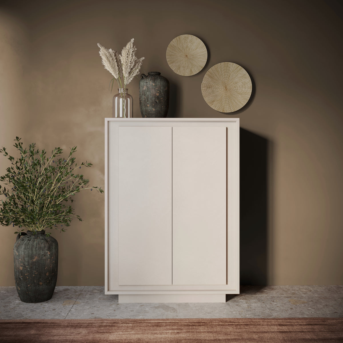 Berlin 2 Door 106cm Cashmere Highboard/Tall Sideboard – FurniComp
