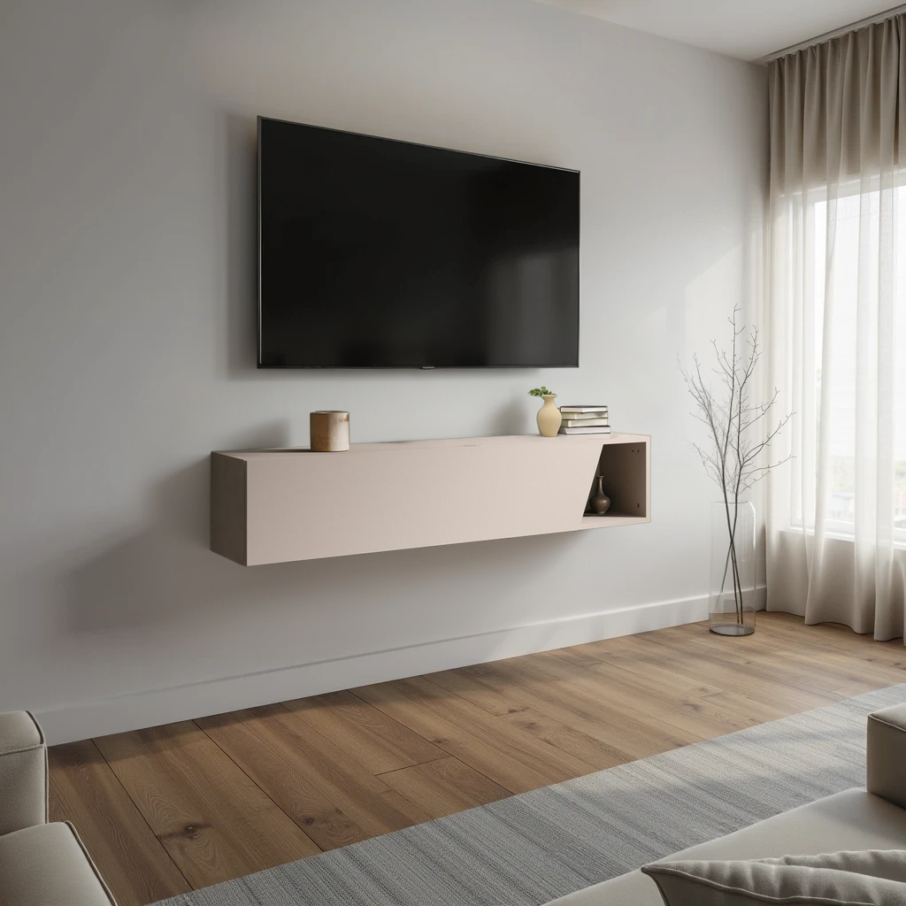 Combo 138cm Floating Wall Hung TV Unit with Shaped Door - Cashmere COM ...