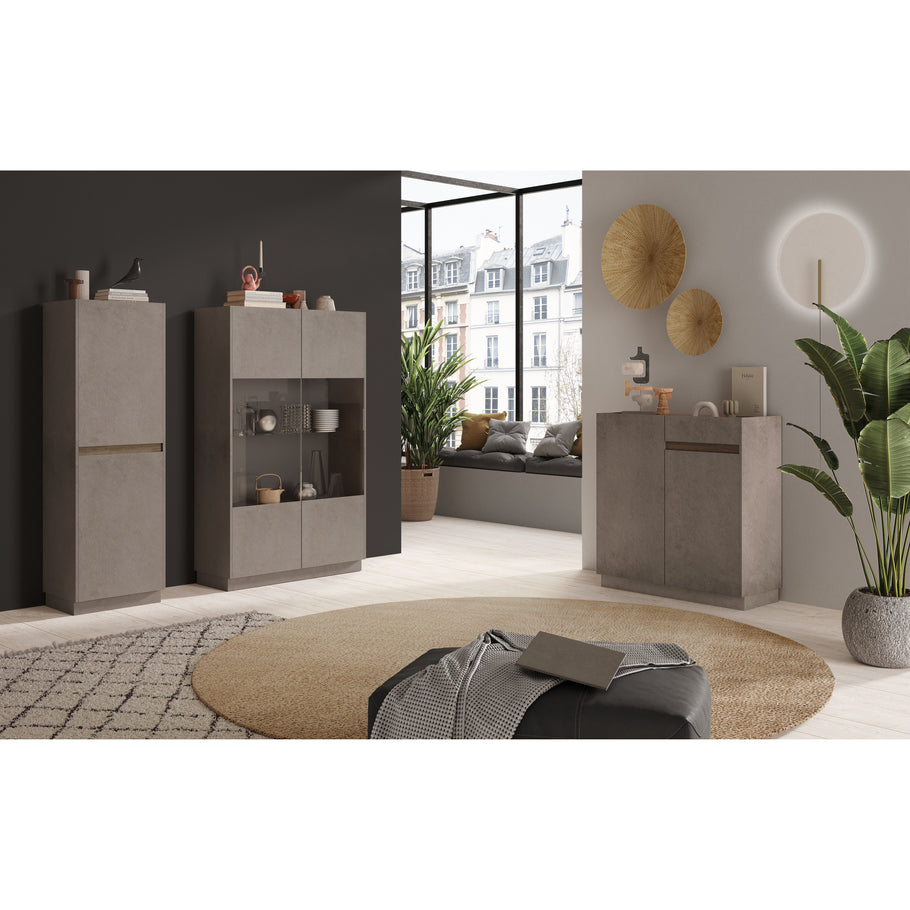 Chelsea 2 Door Large Bronze and Mercure Oak Glass Display Cabinet ...