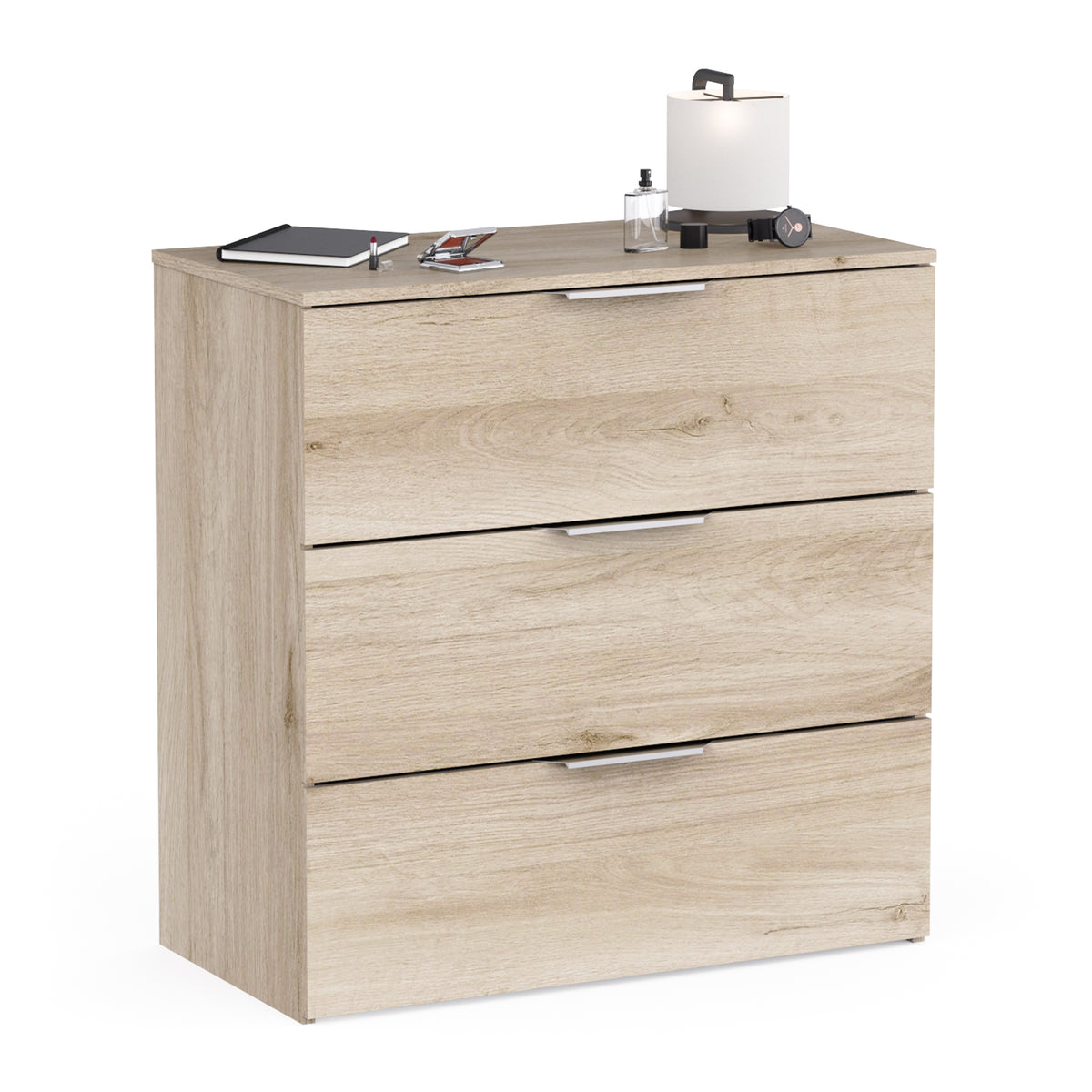 Chicago 3 Drawer 80cm Chest of Drawers - Kronberg Oak – FurniComp