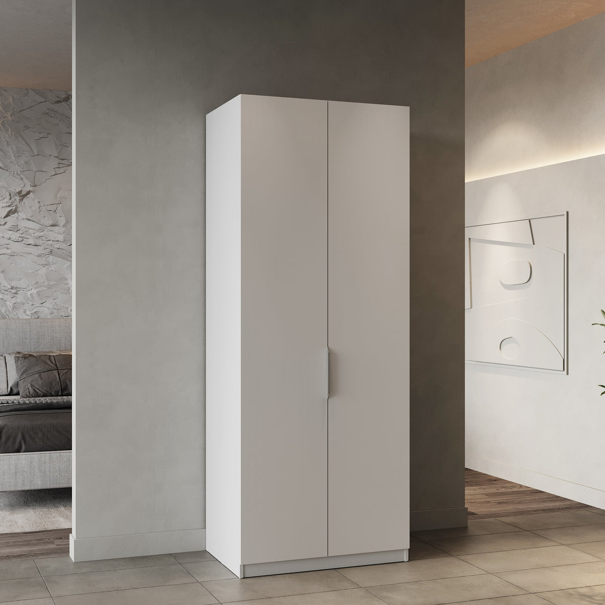 Chicago Matt White 2 Door 80cm Narrow Compact Wardrobe – FurniComp