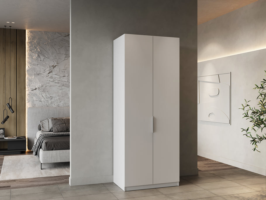 Chicago Matt White 2 Door 80cm Narrow Compact Wardrobe – FurniComp