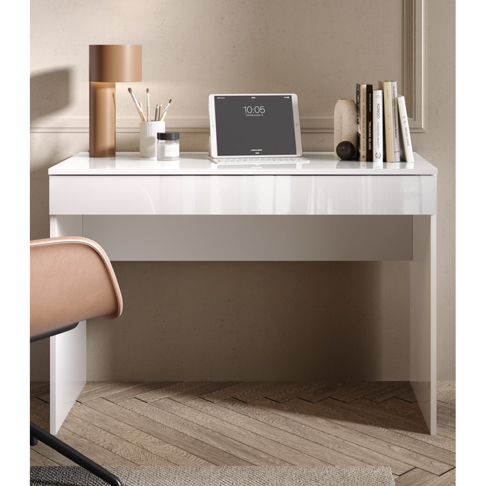 Kompact Large White Gloss Home Office Desk Study Table — FurniComp