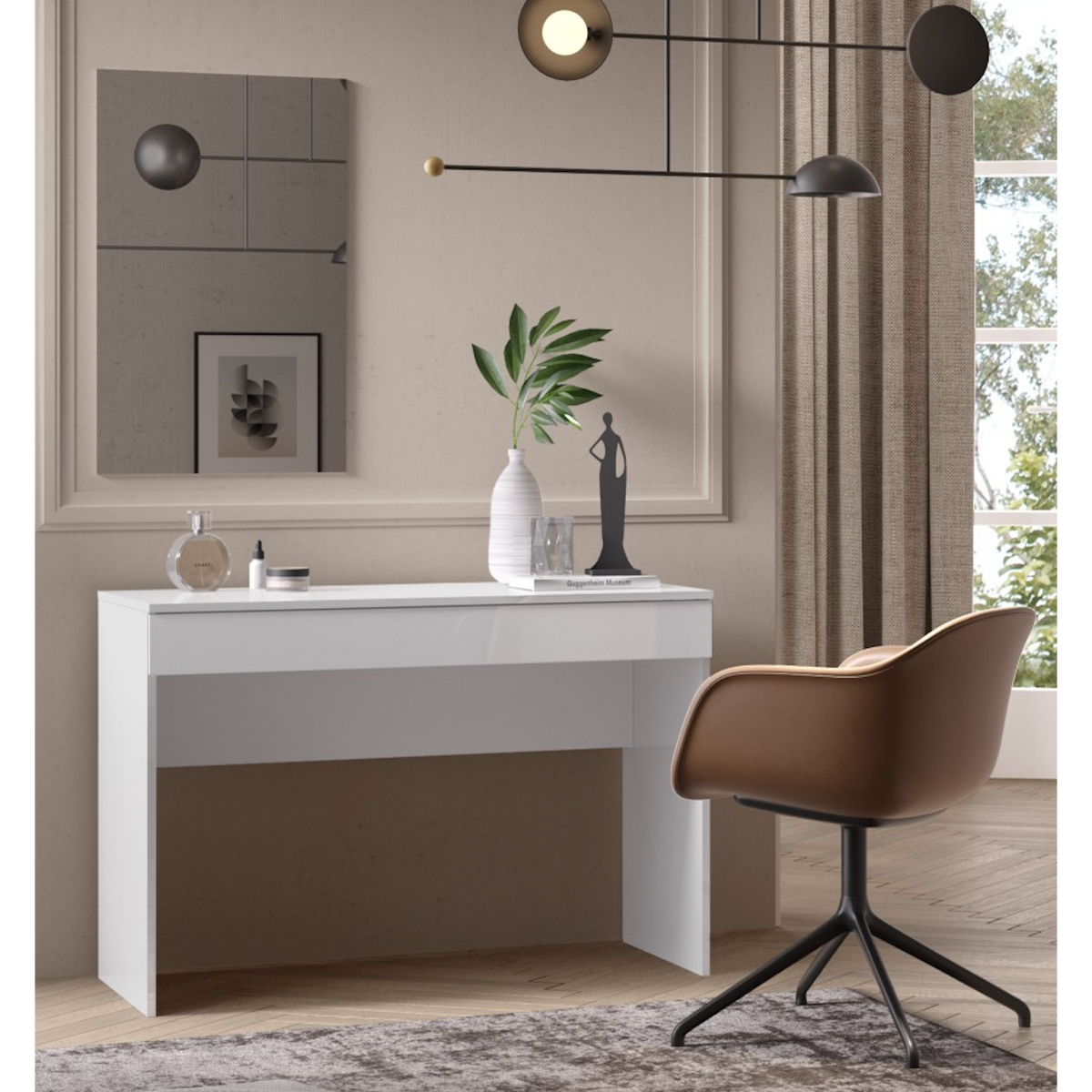 Kompact Large White Gloss Dressing Table — FurniComp