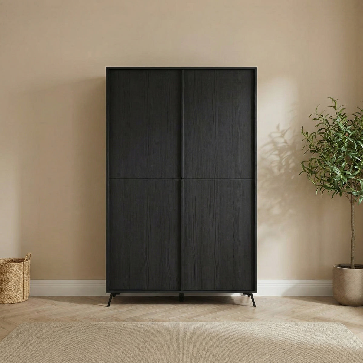 Ravenna 4 Door 104cm Black Oak Tall Sideboard/Highboard – FurniComp
