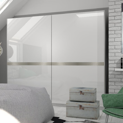 Shine High White Gloss Sliding Door Wardrobe FurniComp