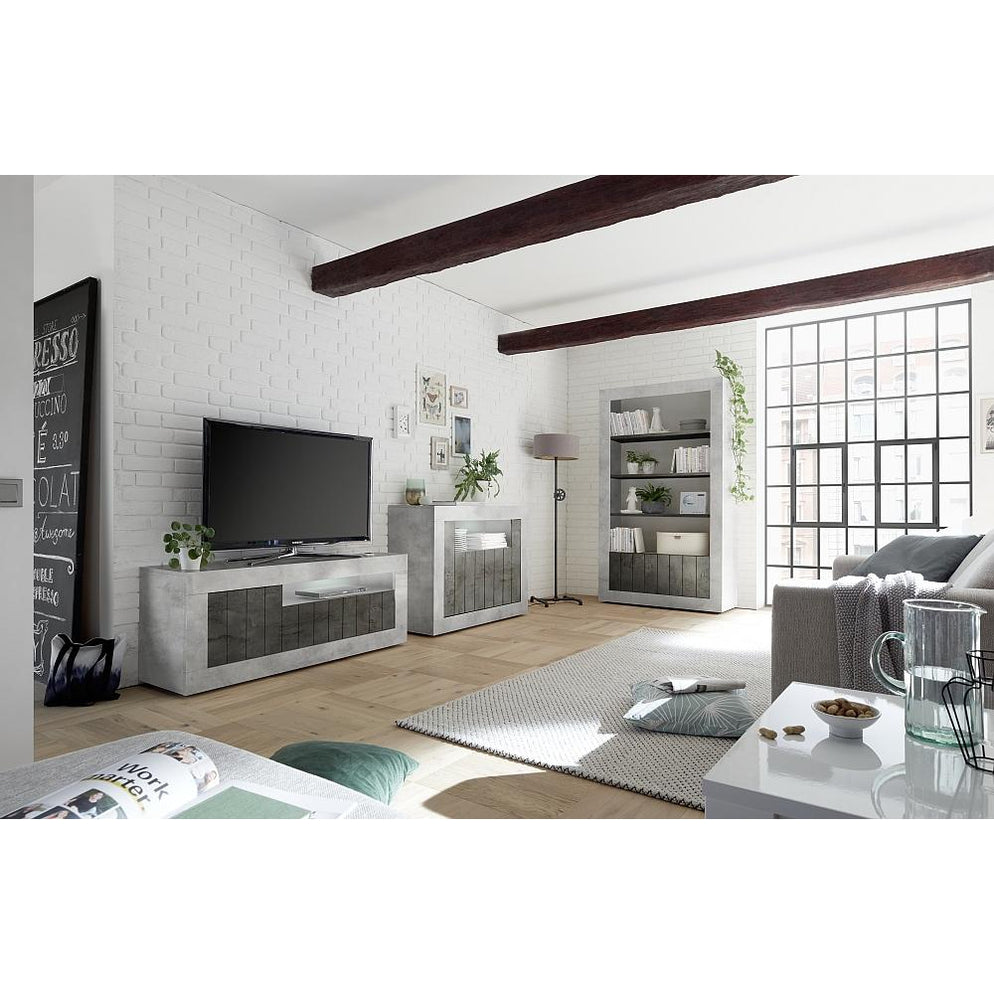 Siena 3 Door Concrete Grey and Anthracite TV Unit — FurniComp